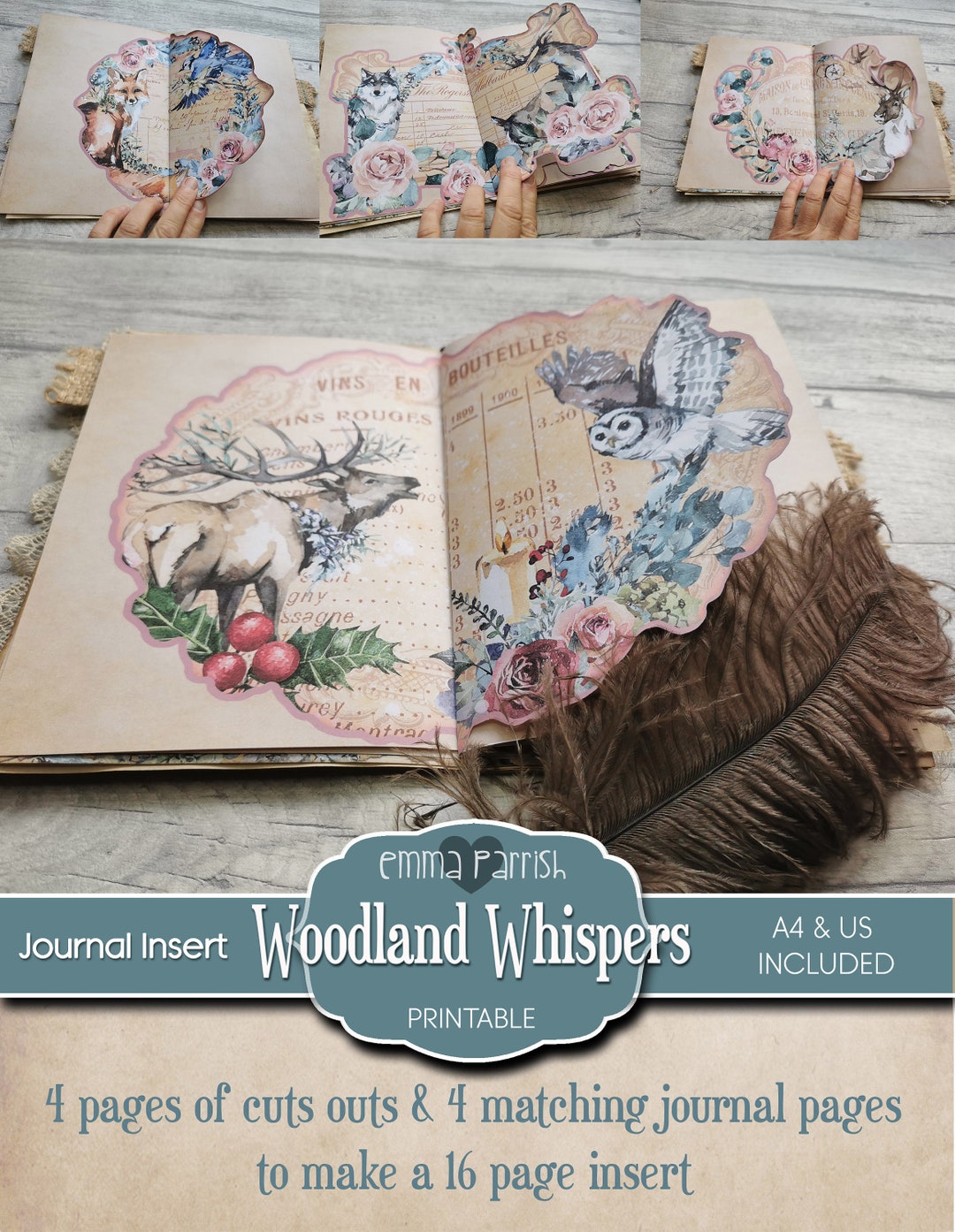 Junk Journal Insert, Printable Woodland Ephemera, Forest, Fussy Cut ...
