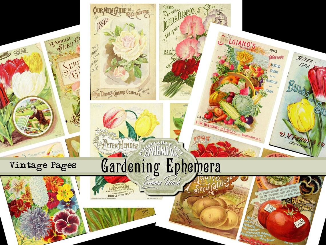 Printable Garden Ephemera Pack Garden Digital Ephemera - Etsy UK