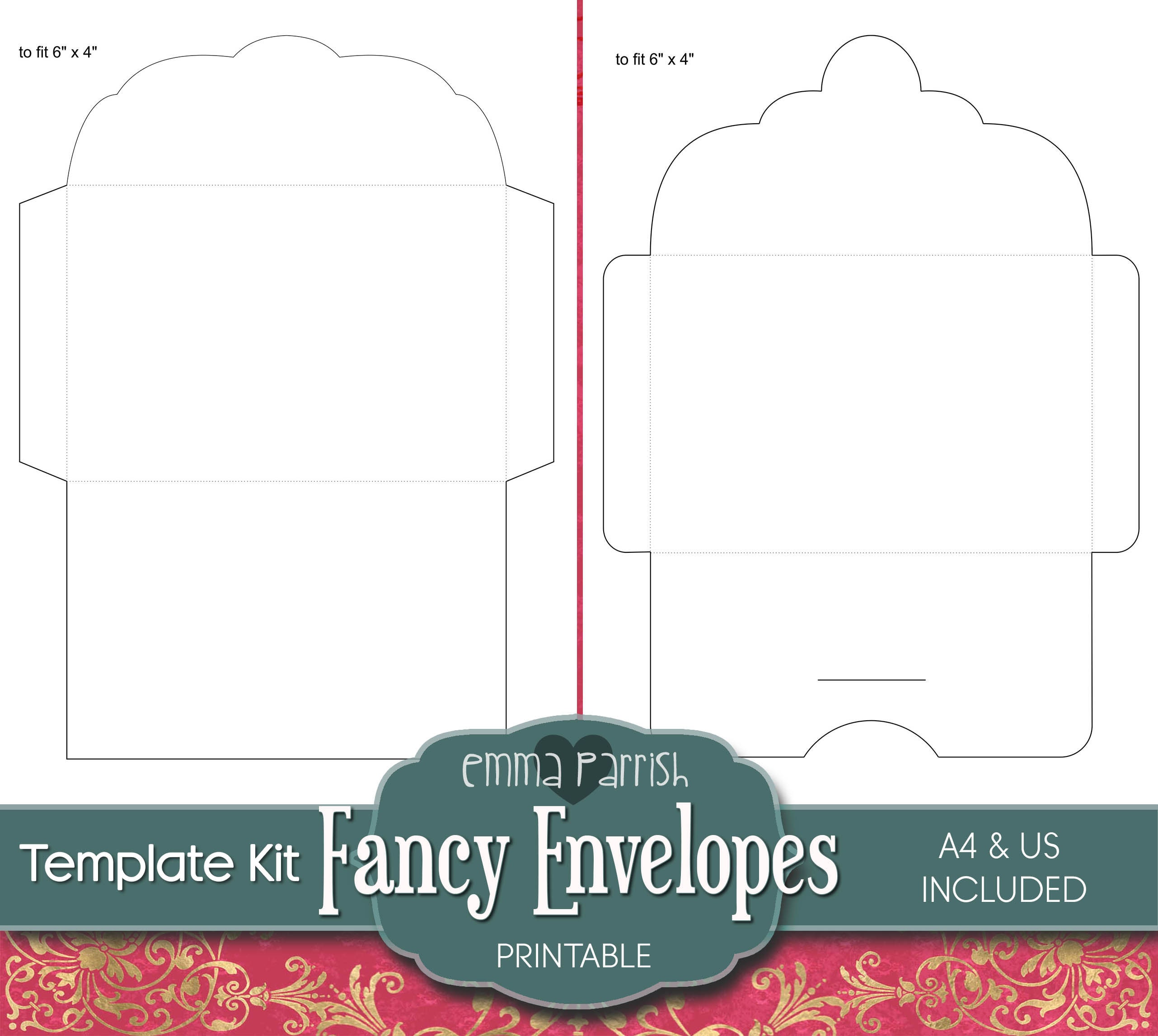 25 Printable Envelope Template Kit, Junk Journal Ephemera, Card Making ...