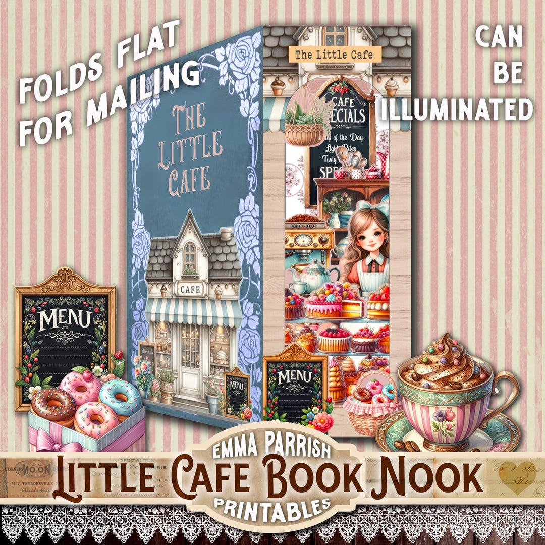Little Cafe Book Nook Printable Kit - Cricut Friendly, 3D DIY ...