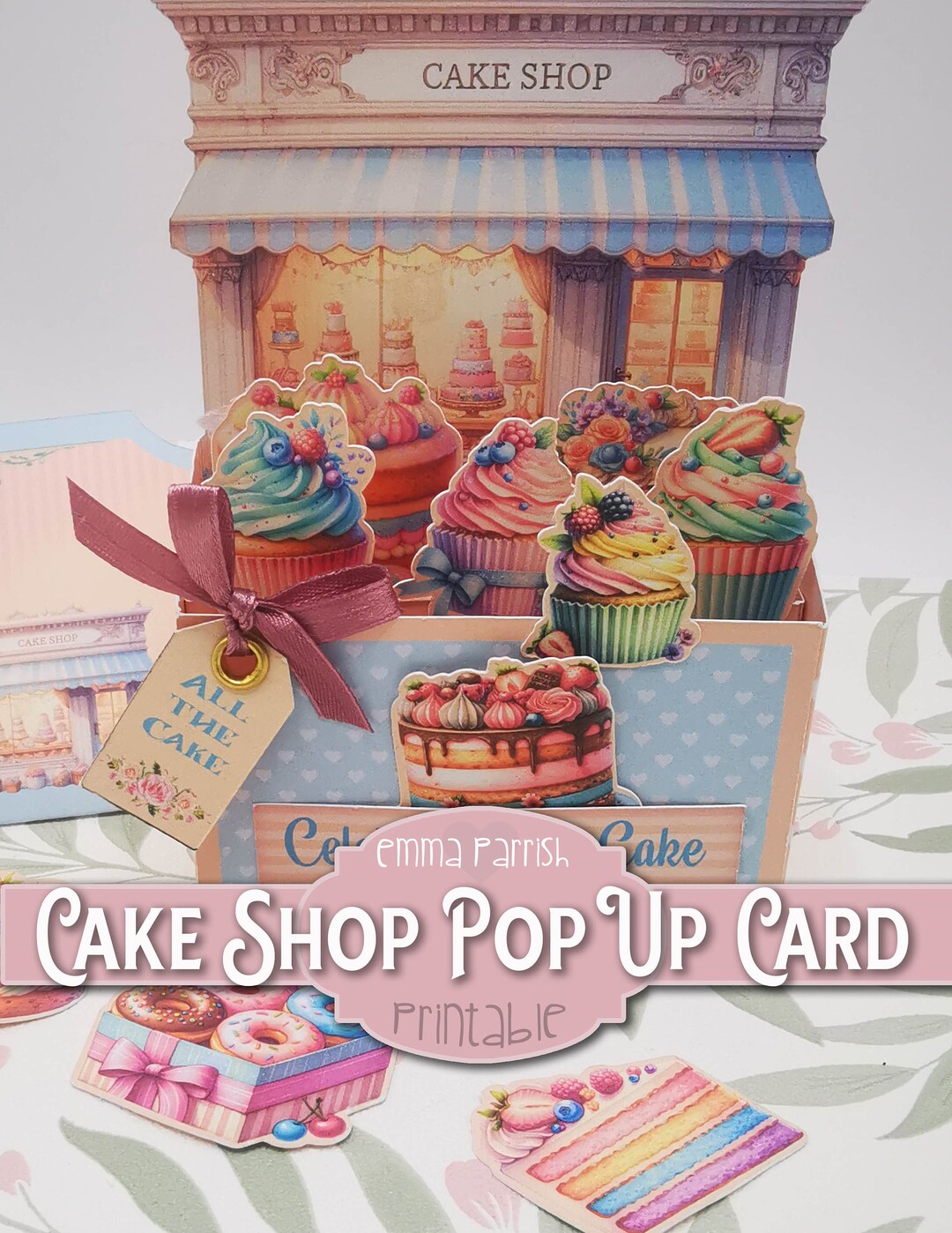 Pop up Cake Shop Card, Cricut PNG, Cupcake, Bakery, Box Card Printable ...