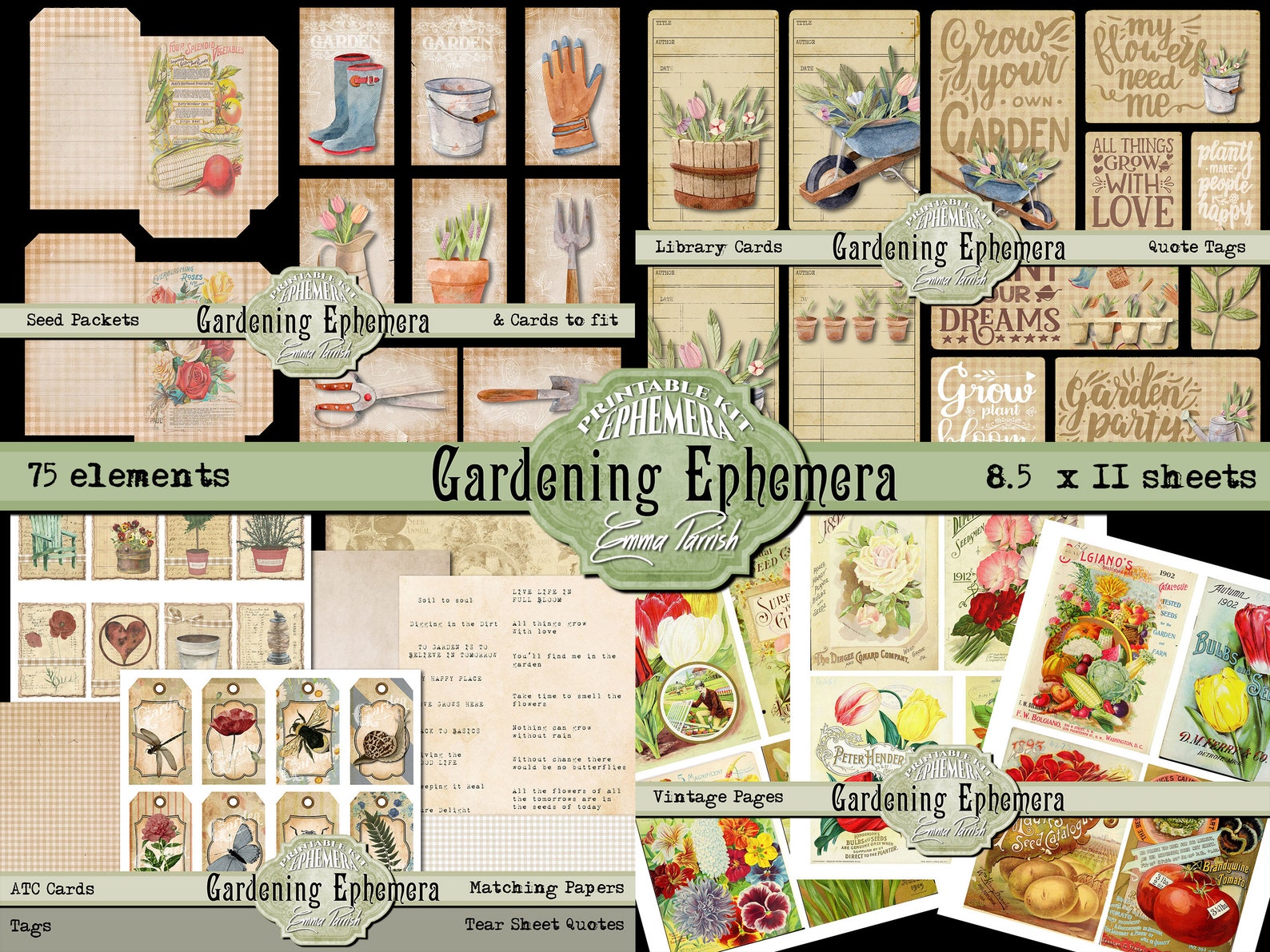 Printable Garden Ephemera Pack Garden Digital Ephemera - Etsy UK