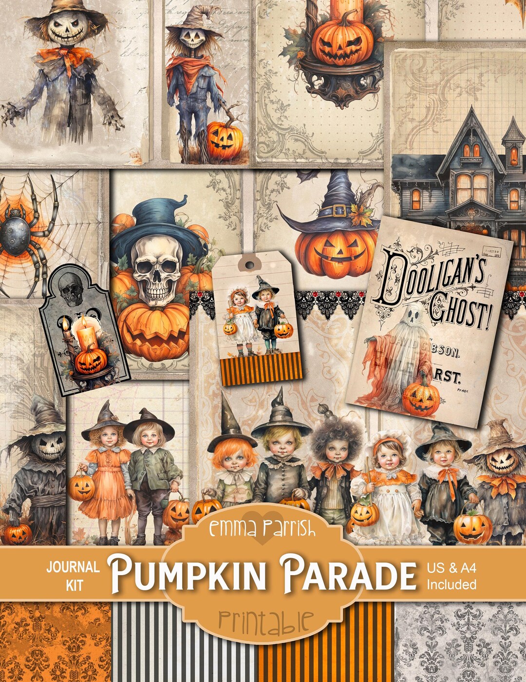 Pumpkin Junk Journal Kit, Halloween Printable, Trick or Treat, Children ...
