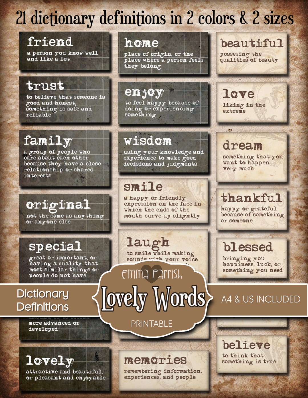 Journal Word Dictionary Definitions, Lovely Printable Junk Journal ...