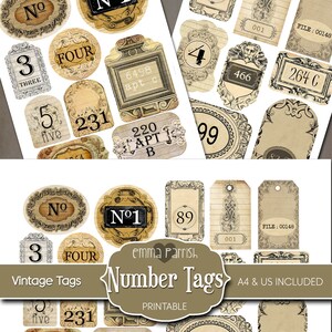 Vintage Number Label Tags, Numbers, Grunge, Number, Tags, Labels, Junk ...