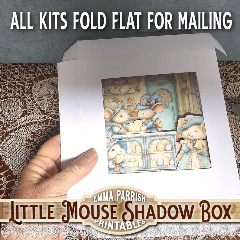 BUNDLE - Little Mouse Shadow Box Frame - Set of 4 Printable Papercraft ...