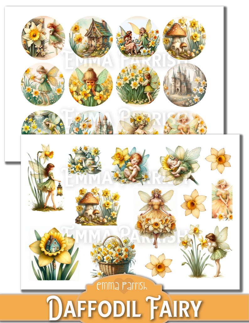 Daffodil Fairies Printable Journal Kit, Flower Fairy Whimsical Floral ...