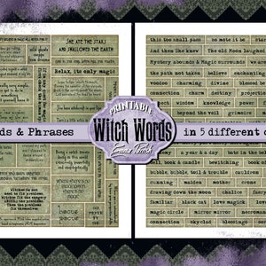 Witch Printable Inspirational Words & Phrases, Witchcraft Junk Journal ...