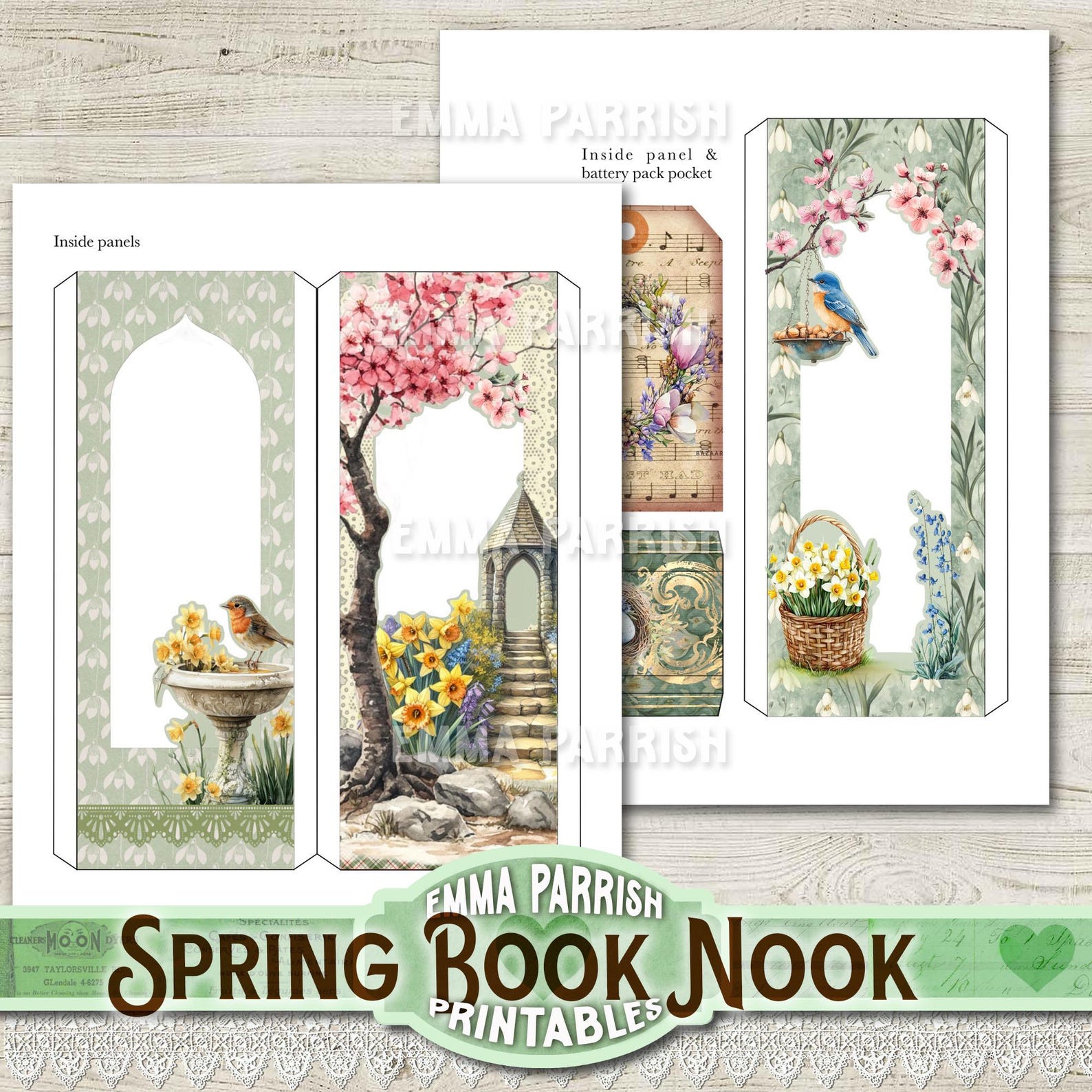 Spring Book Nook Printable Kit - Cricut Friendly 3D DIY Miniature ...
