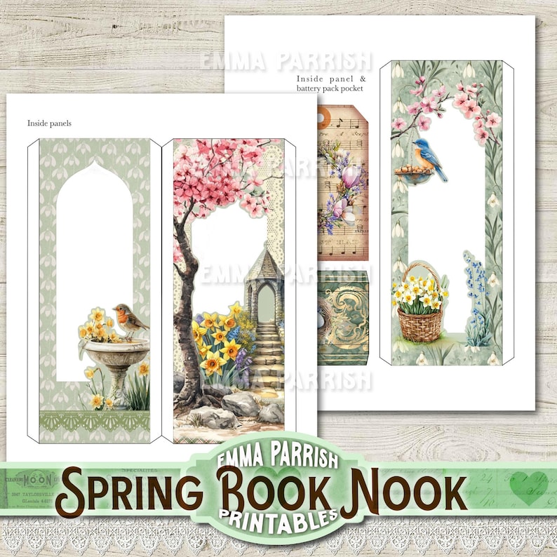 Spring Book Nook Printable Kit - Cricut Friendly 3D DIY Miniature ...