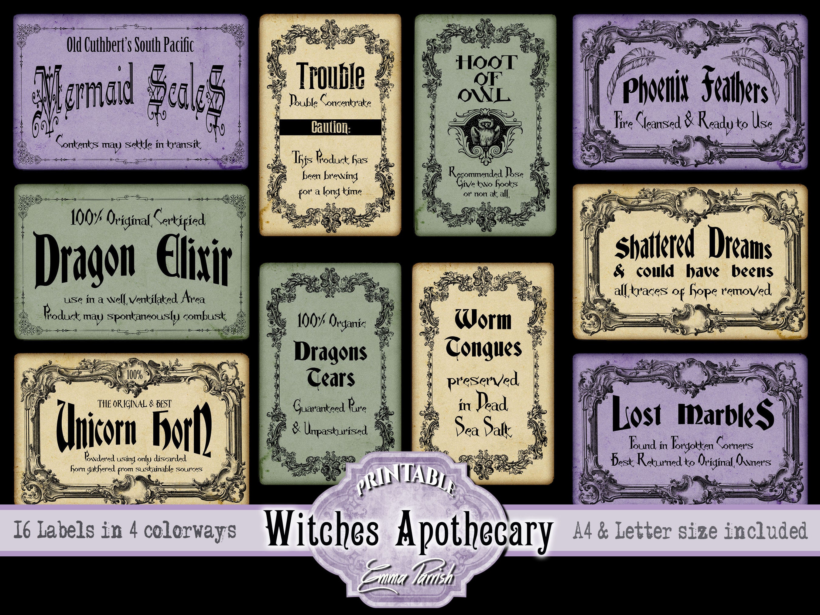 Witch Printable Apothecary Labels Witchcraft Ephemera Junk - Etsy