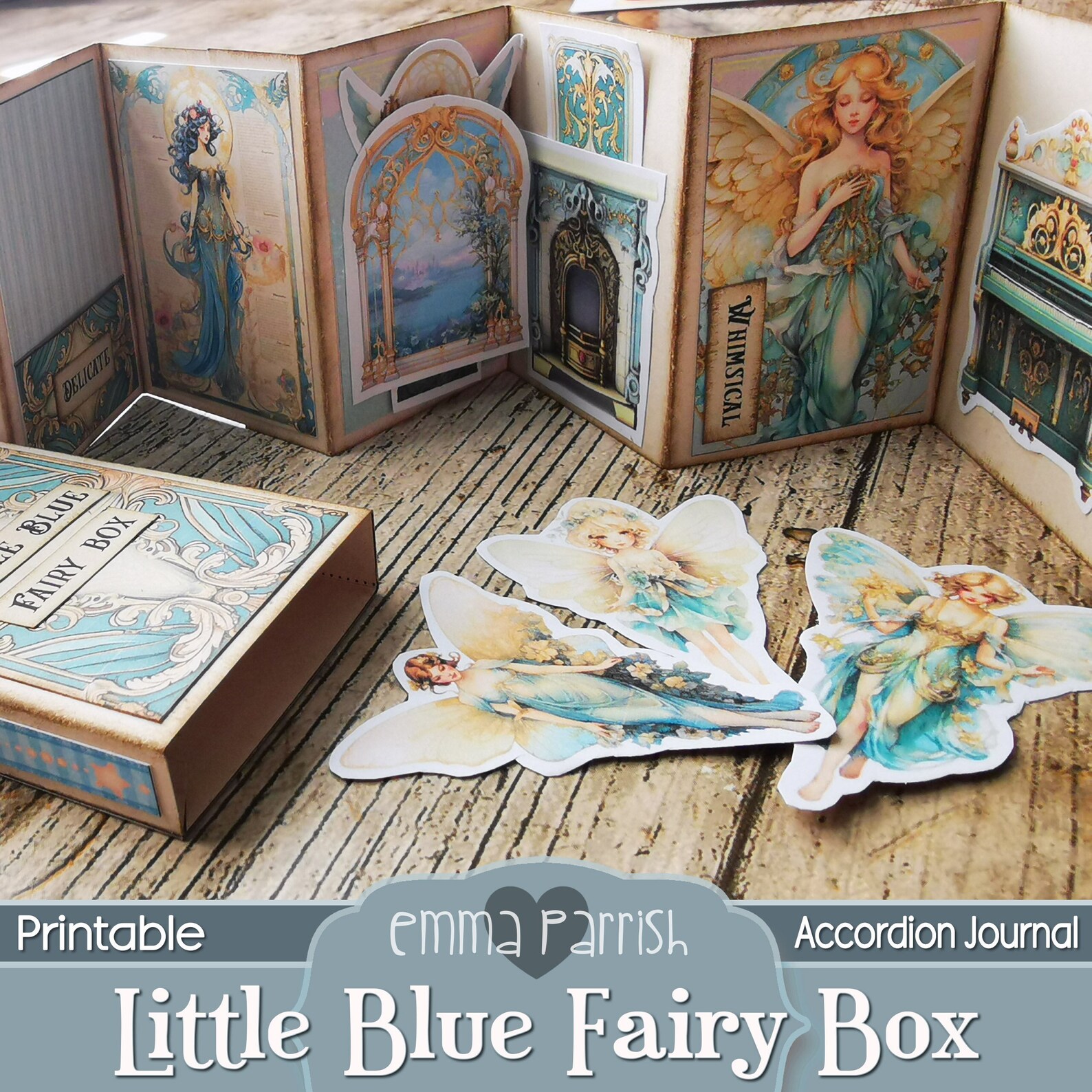 Blue Fairy Mini Journal Kit, Printable Matchbox Journal, Fairy Ephemera ...