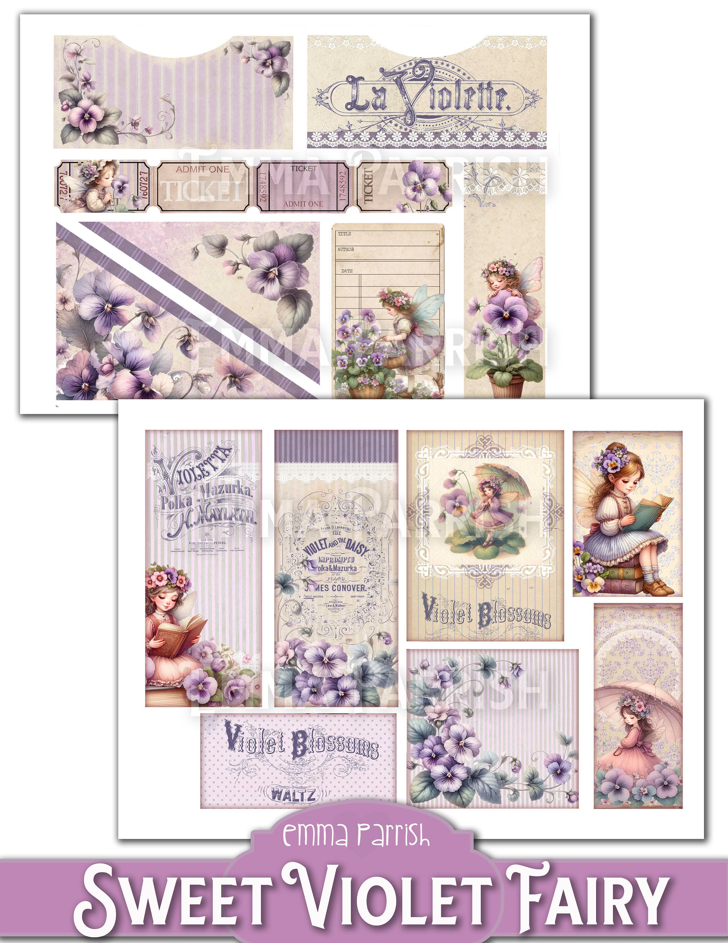 Sweet Violet Fairies Printable Journal Kit, Spring Flower Fairy Junk ...