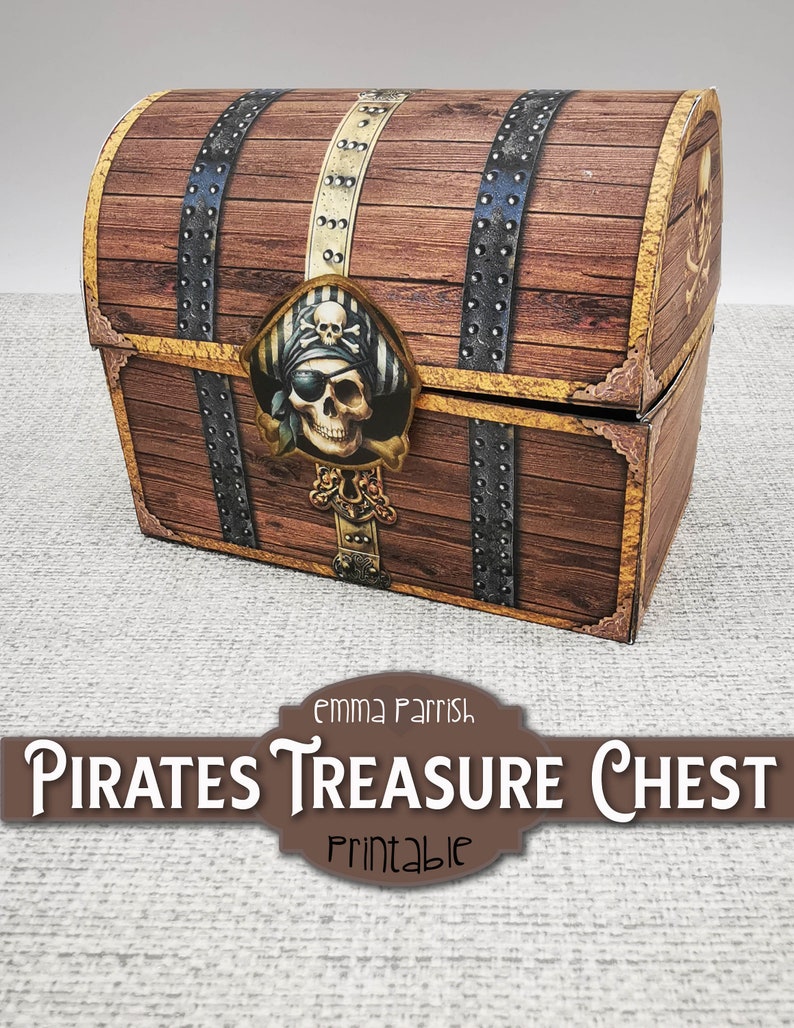 Pirate Treasure Chest Printable Junk Journal Folio Box, Papercraft ...