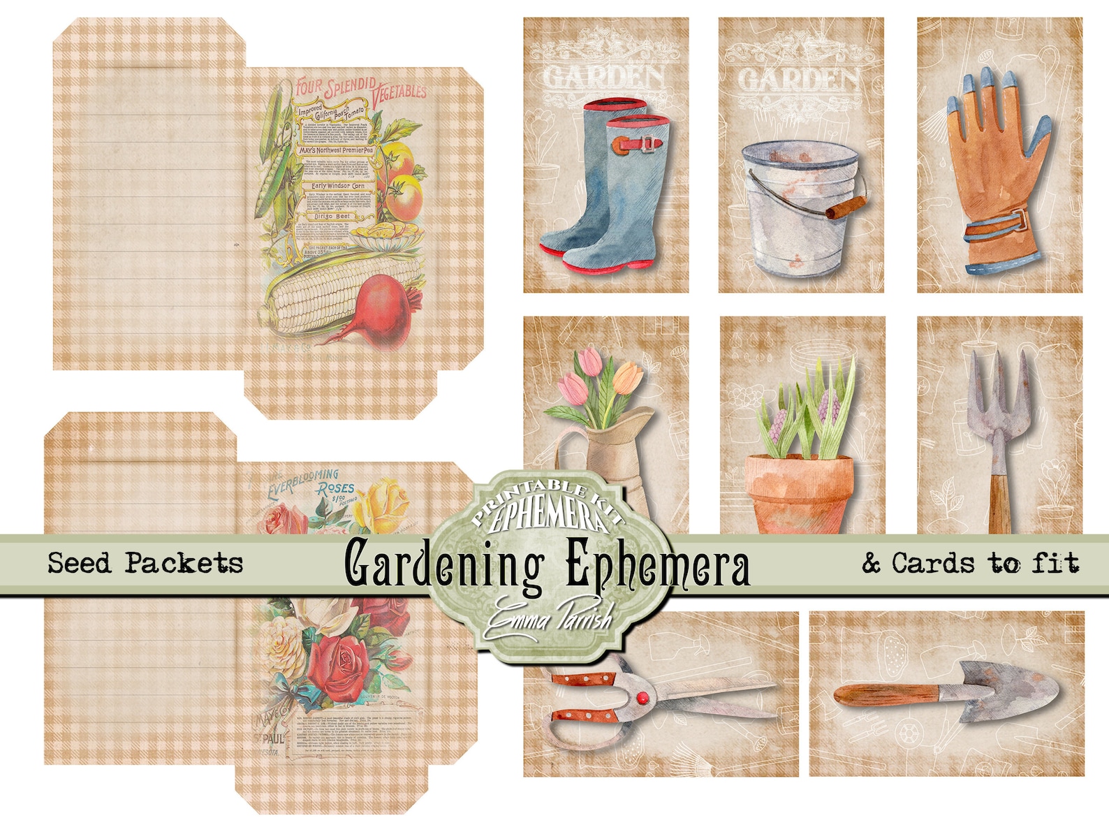 Printable Garden Ephemera Pack Garden Digital Ephemera - Etsy UK