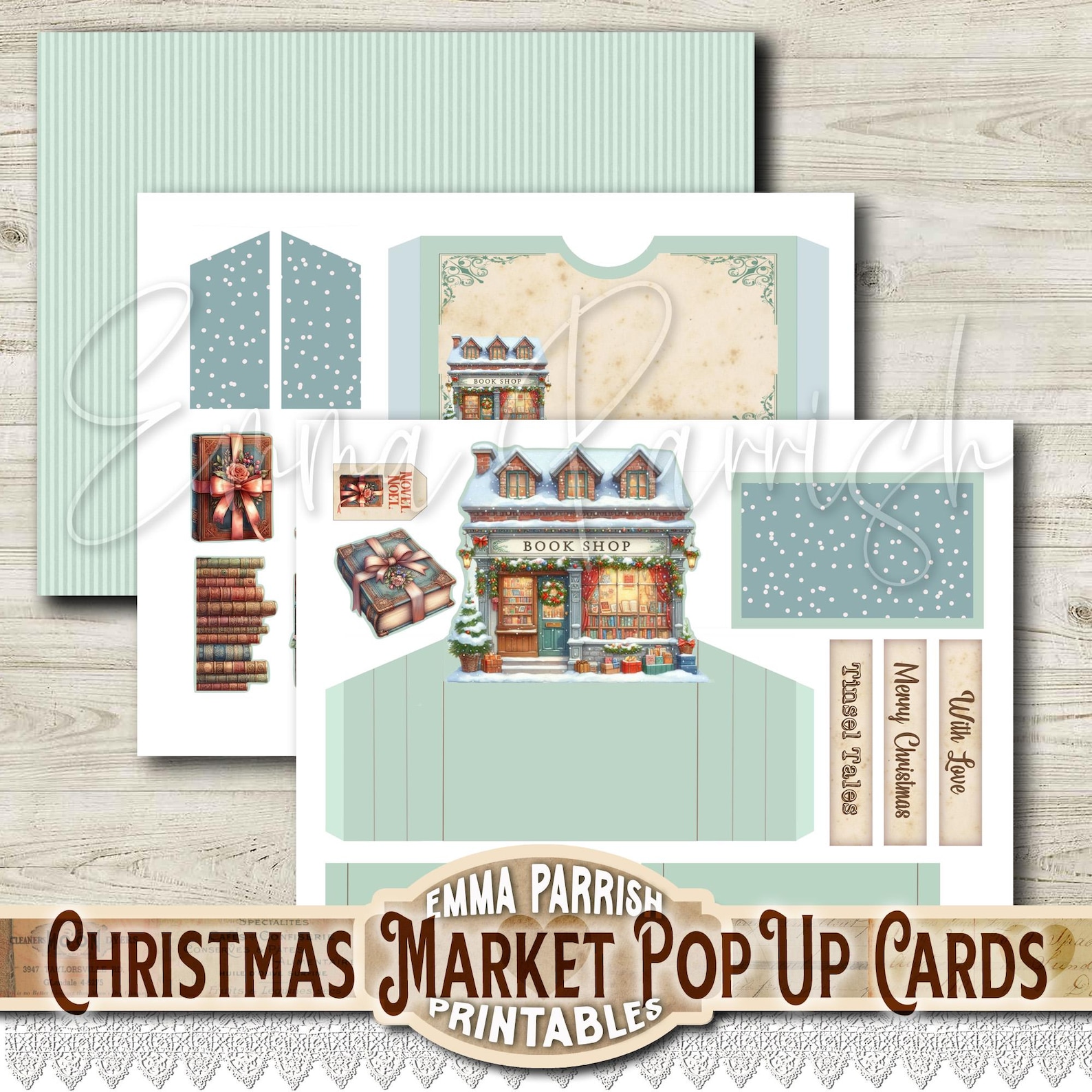 Pop-up Christmas Market Printables Kit, Set of 6, DIY 3D Papercraft ...