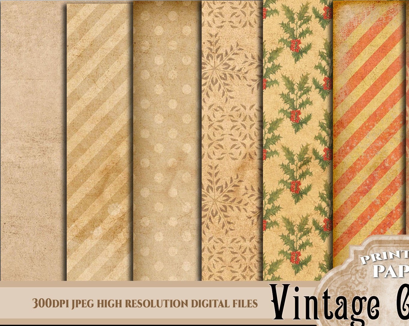 Vintage Christmas Printable Digital Paper, Christmas Junk Journal Pages ...