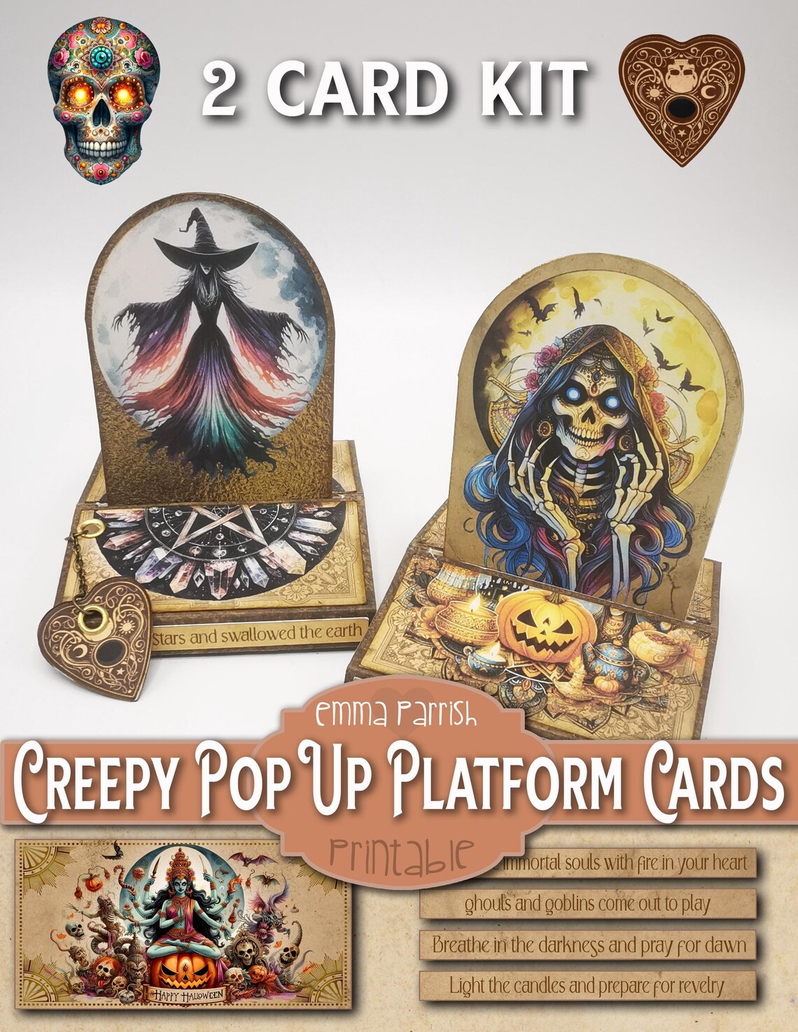 Halloween Pop up Card Printable, Platform Cards, Witch, Spooky ...