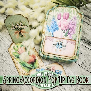 Spring Pop-up Tag Book Printable Kit, DIY Accordion Journal, Cricut ...