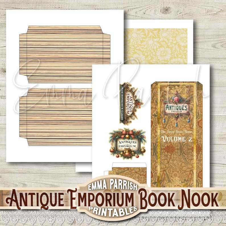 Antique Emporium Book Nook Printable Kit, Christmas Gift & Decor, 3D ...