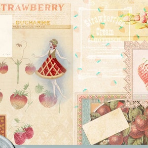 Vintage Strawberry Junk Journal Printable Paper, Strawberry Digital ...