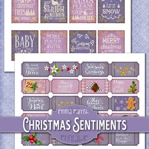 Printable Christmas Sentiments, Purple, Lilac, Lavender, Junk Journal ...