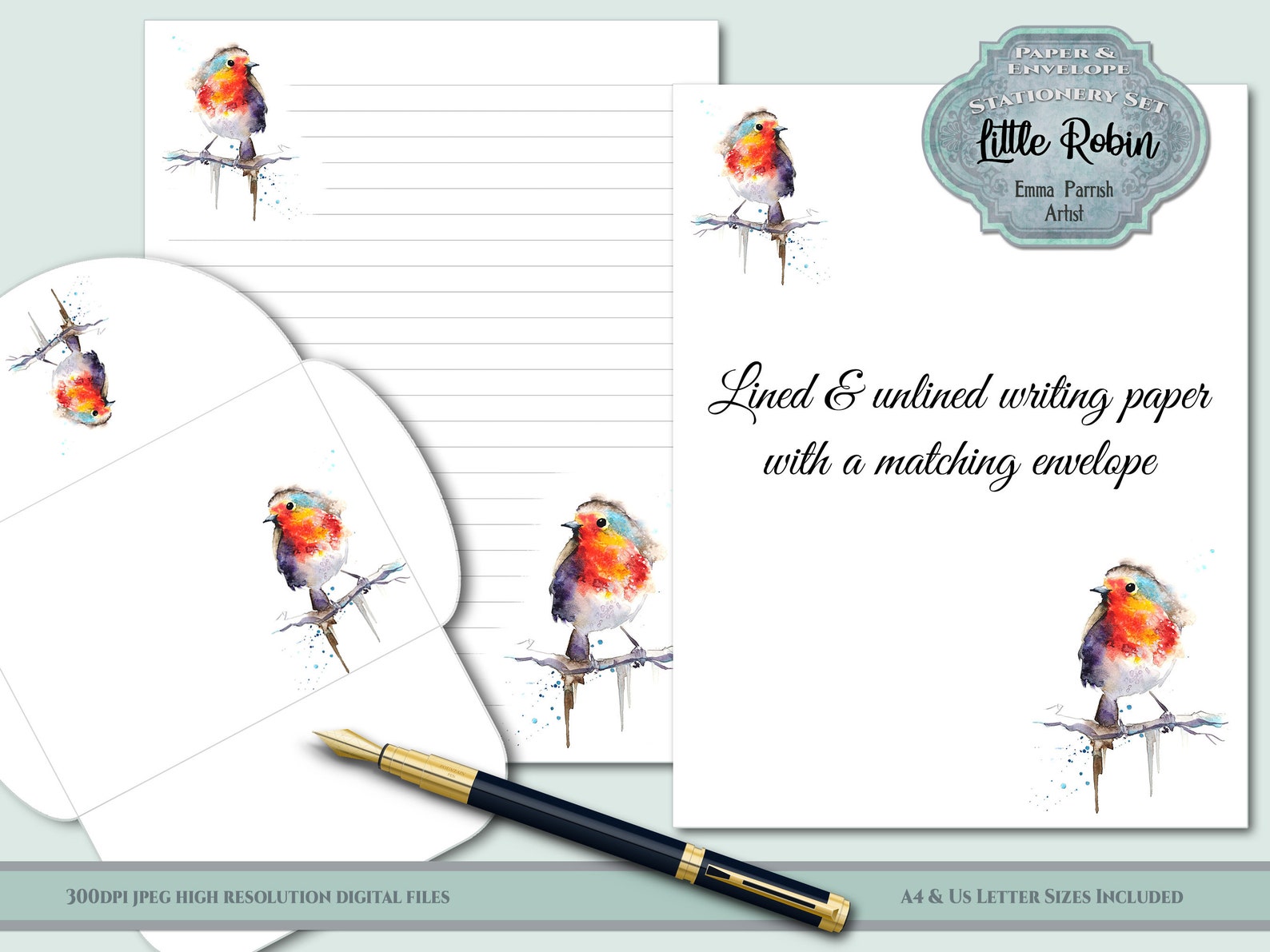 Robin Writing Paper Stationery Set Matching Envelope Bird A4 - Etsy UK