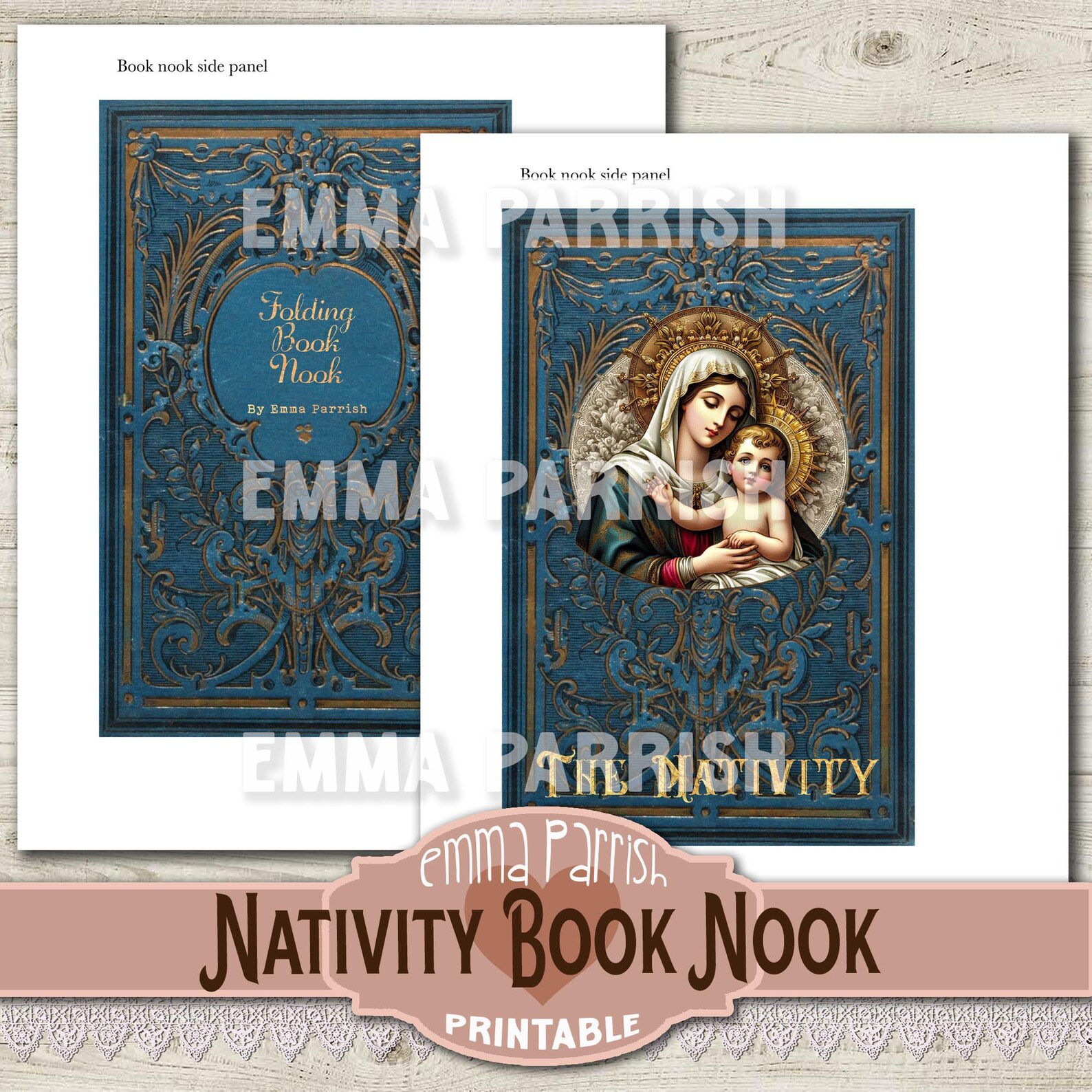 Nativity Book Nook, Printable, Baby Jesus, Christmas Decoration, Lights ...
