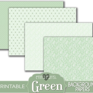 Green Patterned Printable Paper Kit, for Junk Journal, Scrapbook ...