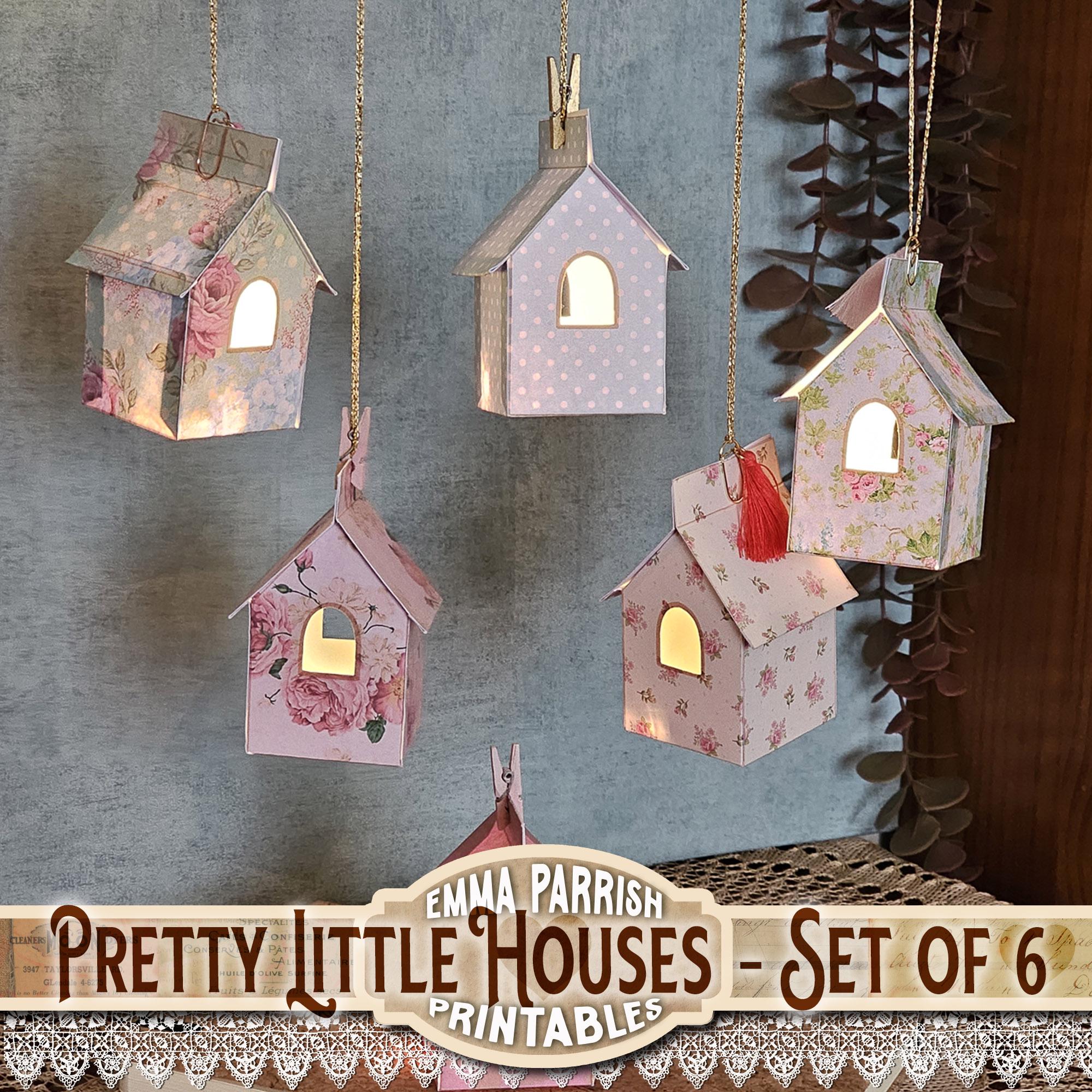 Pretty Little Houses, Gift Box Printable, Set of 6, Home Decor, Spring ...