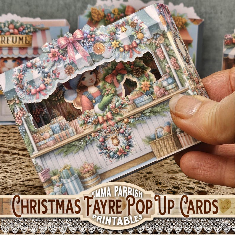 Pop-up Christmas Fayre Printables Card Kit, Set of 6, DIY 3D Papercraft ...