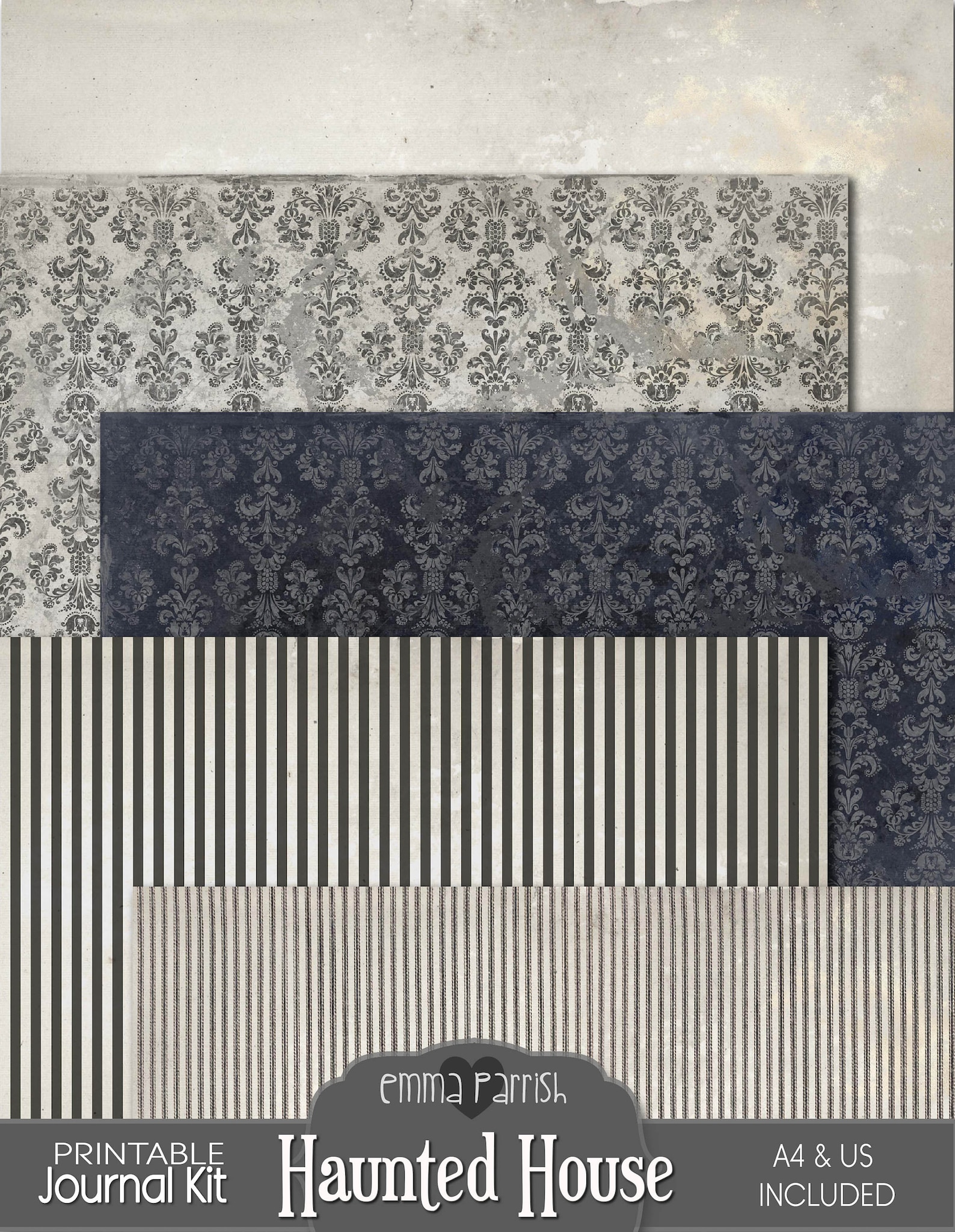 Haunted House Junk Journal Kit, Printable, Gothic Ephemera, Spooky ...