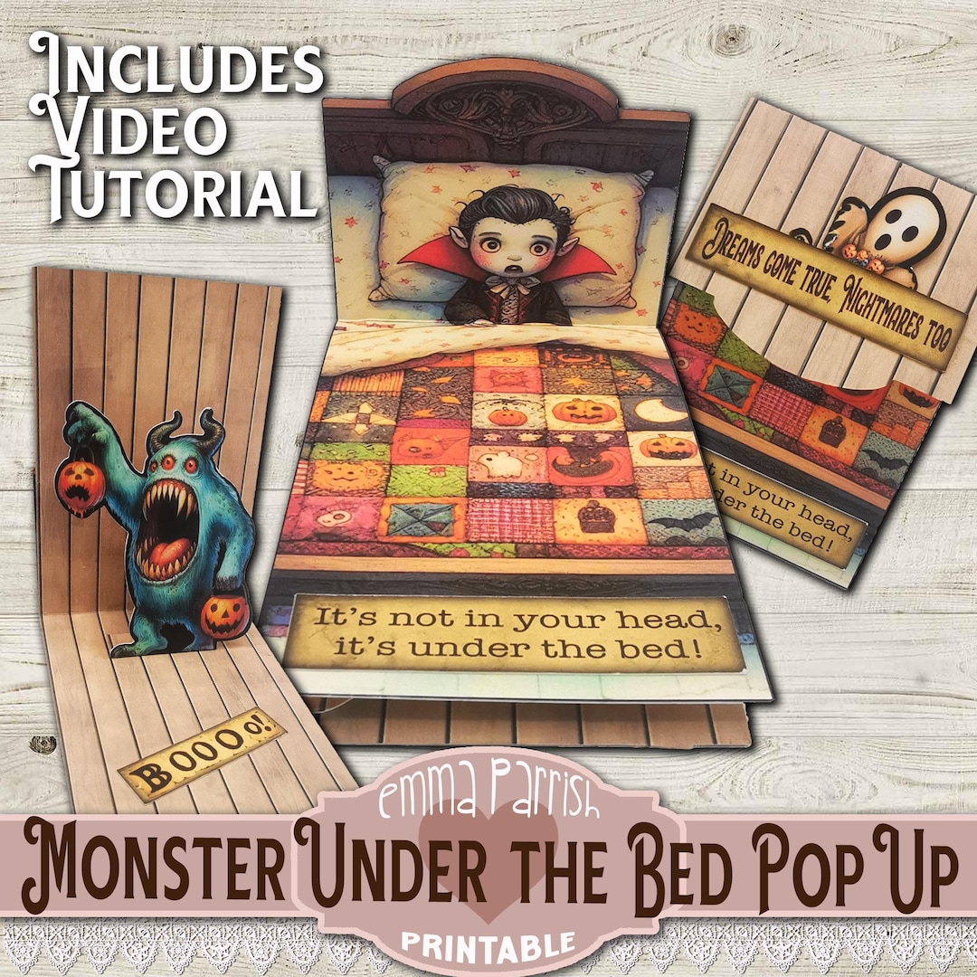 Monster Under My Bed Halloween Pop up Card Card Printable, Halloween ...