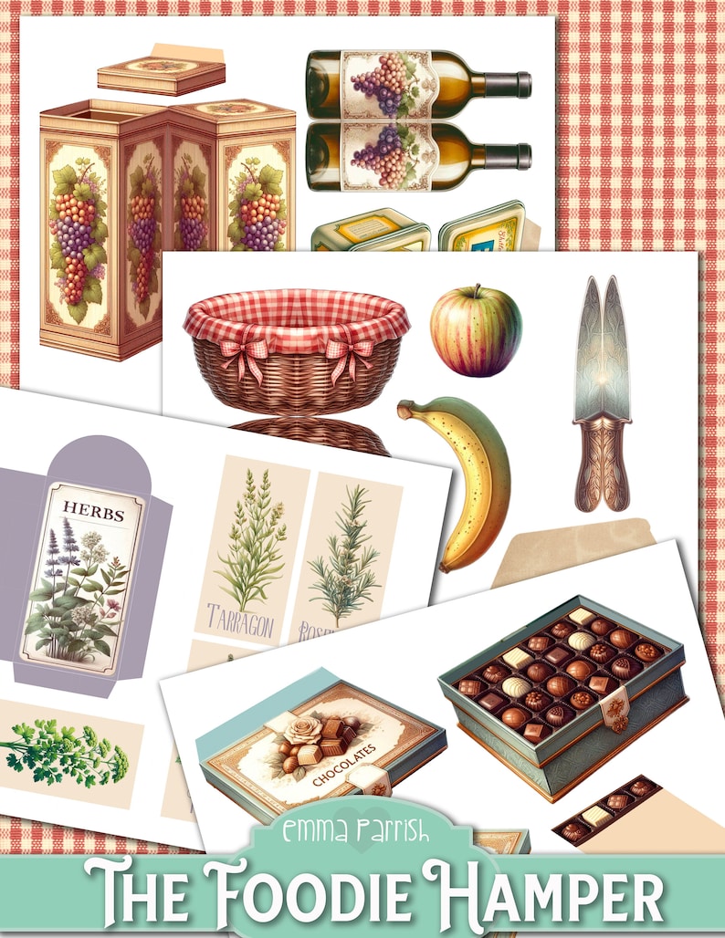 Foodie Hamper Printable Junk Journal Folio, Food Lover, Chocolate ...