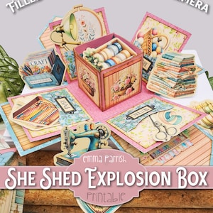 Printable Exploding Box Card, Craft Room, She Shed, Sewing, Junk ...