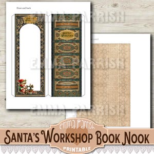Christmas Book Nook, Printable, Santa's Workshop, Christmas Decoration ...
