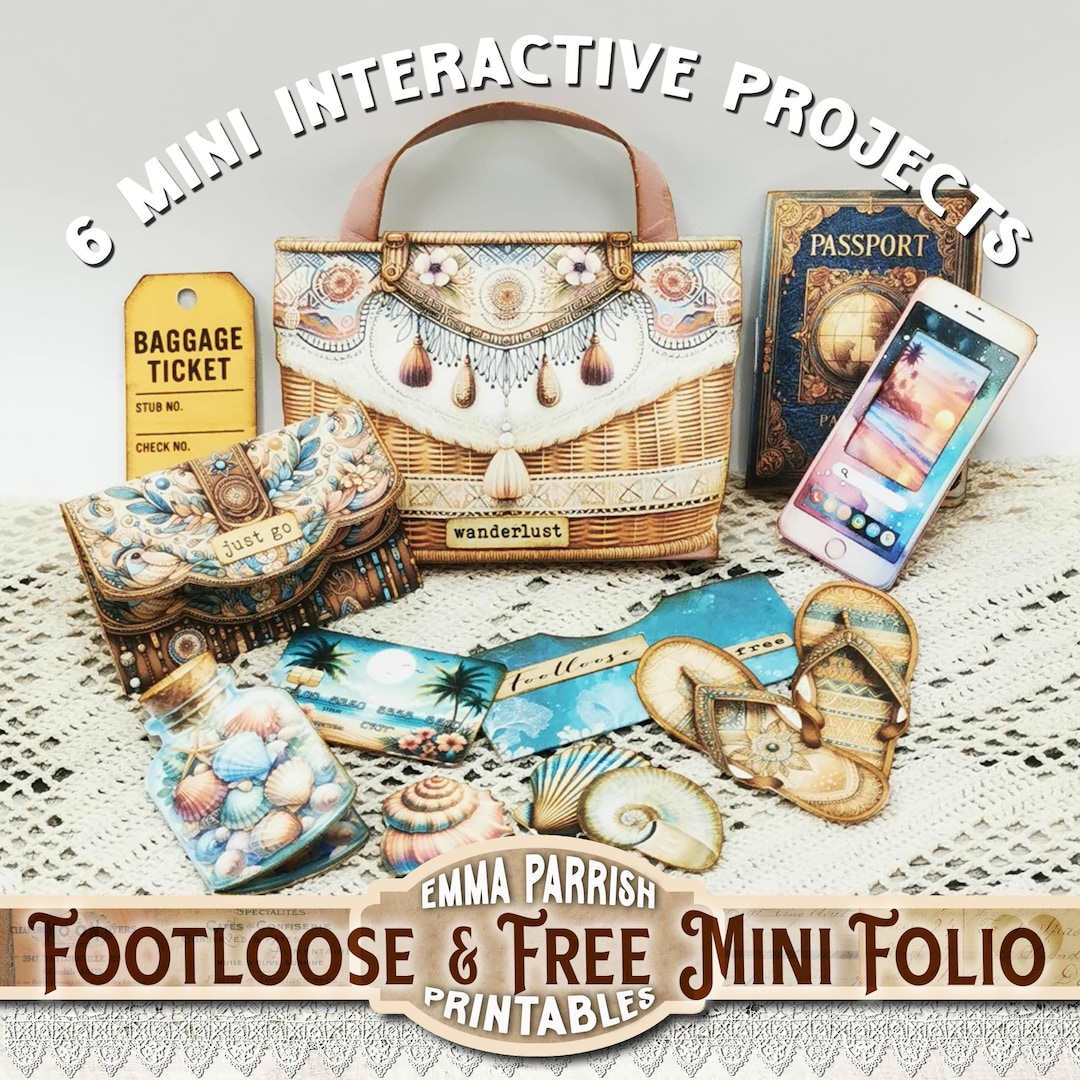 Footloose & Free Mini Interactive Folio, Travel Folio, Holiday Printable Papercraft, Wanderlust ...