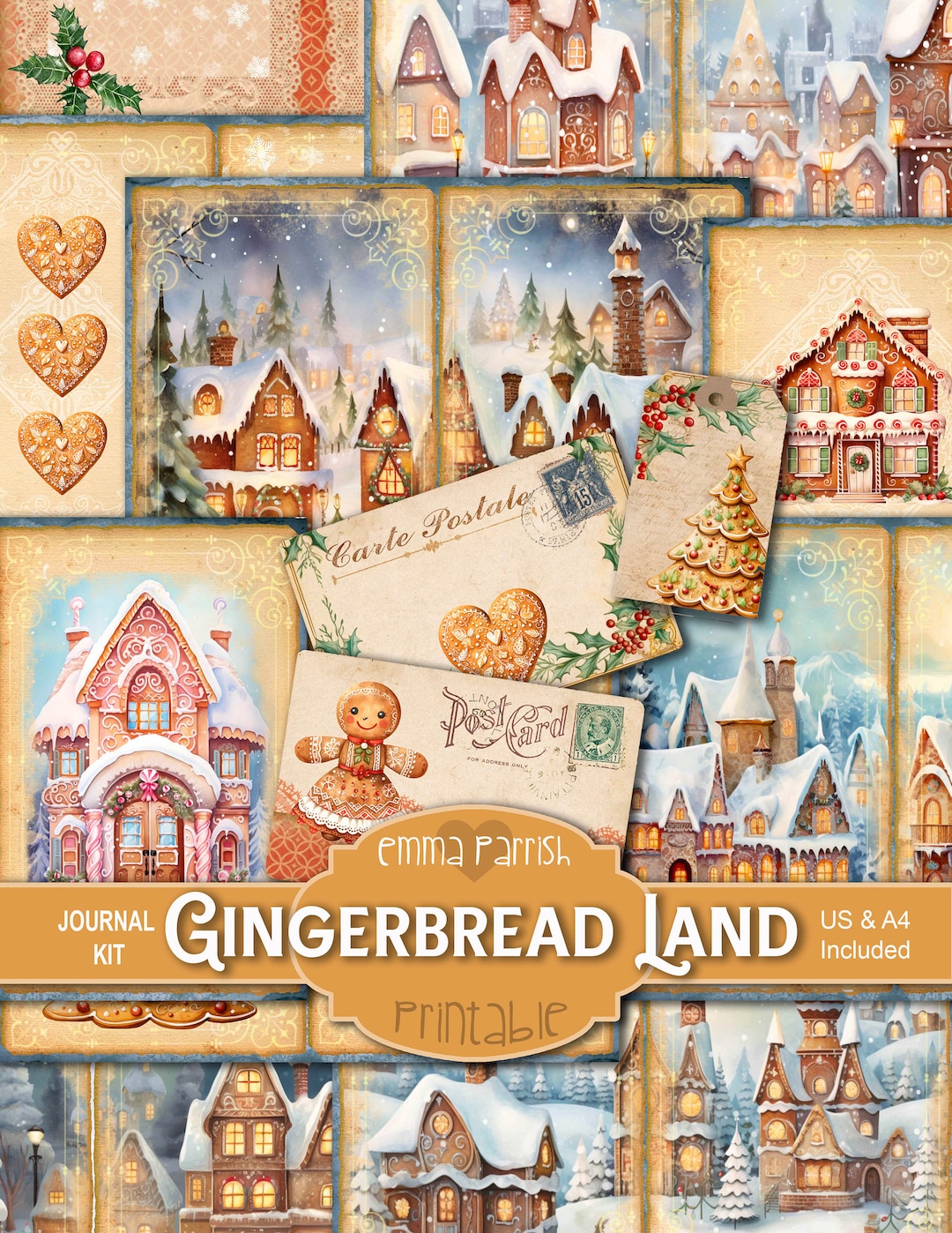 Christmas Gingerbread Junk Journal Kit, Gingerbread Man, Traditional ...