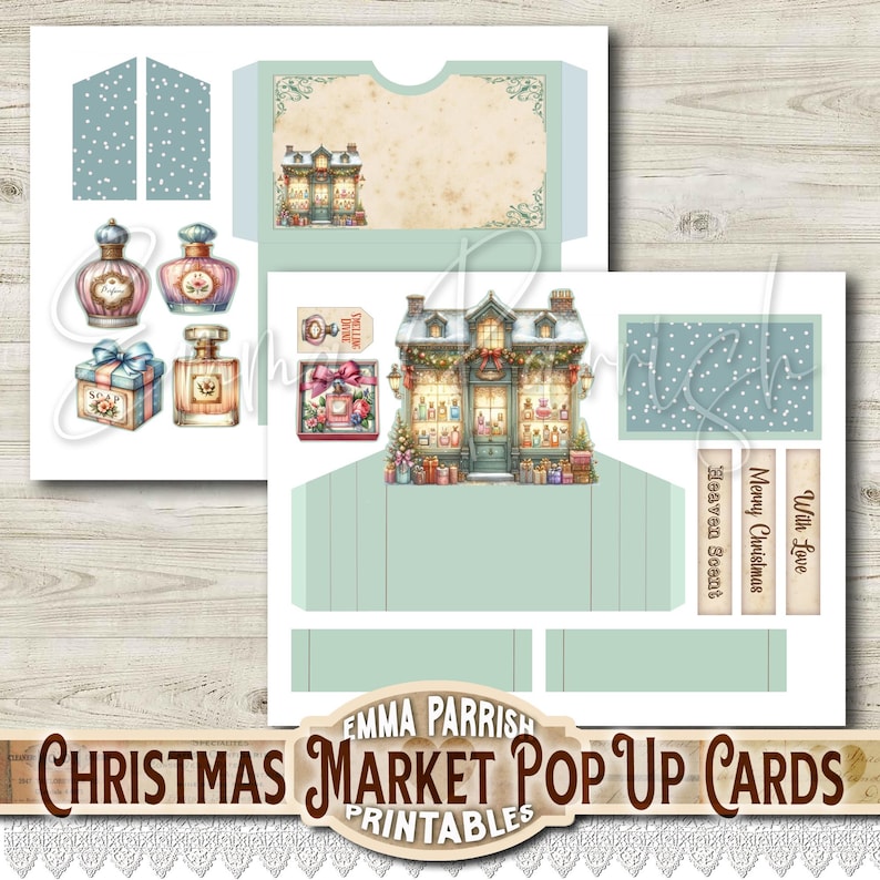 Pop-up Christmas Market Printables Kit, Set of 6, DIY 3D Papercraft ...