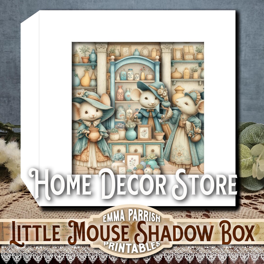 Home Decor Shop Little Mouse Shadow Box – Printable Papercraft Kit ...