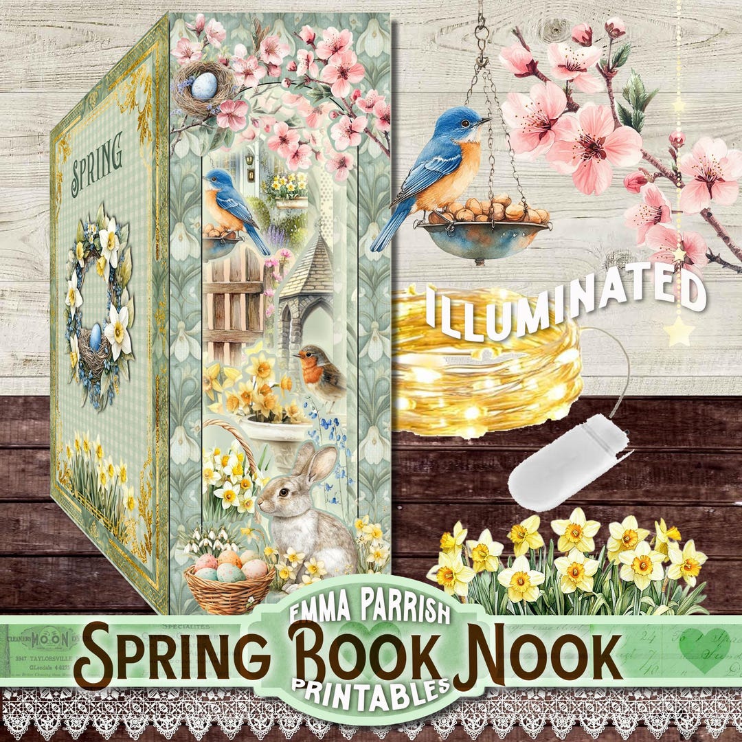 Spring Book Nook Printable Kit - Cricut Friendly 3D DIY Miniature ...