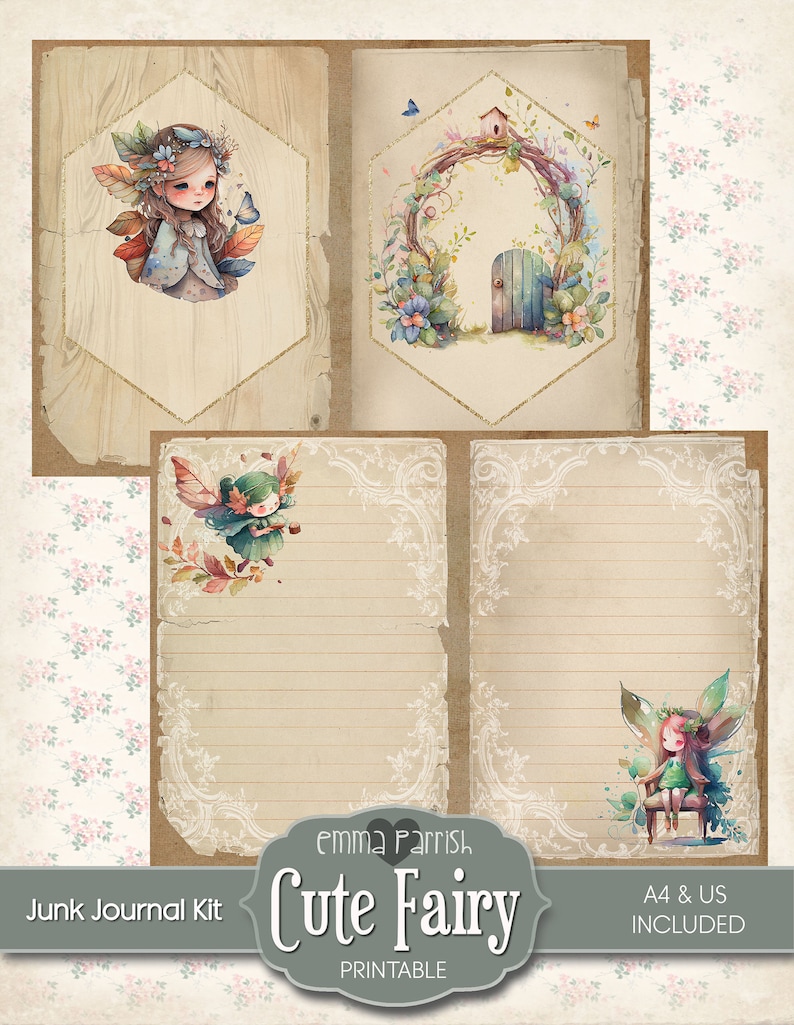 Cute Fairy Junk Journal, Printable, Fairies Journal, Watercolor Fantasy ...