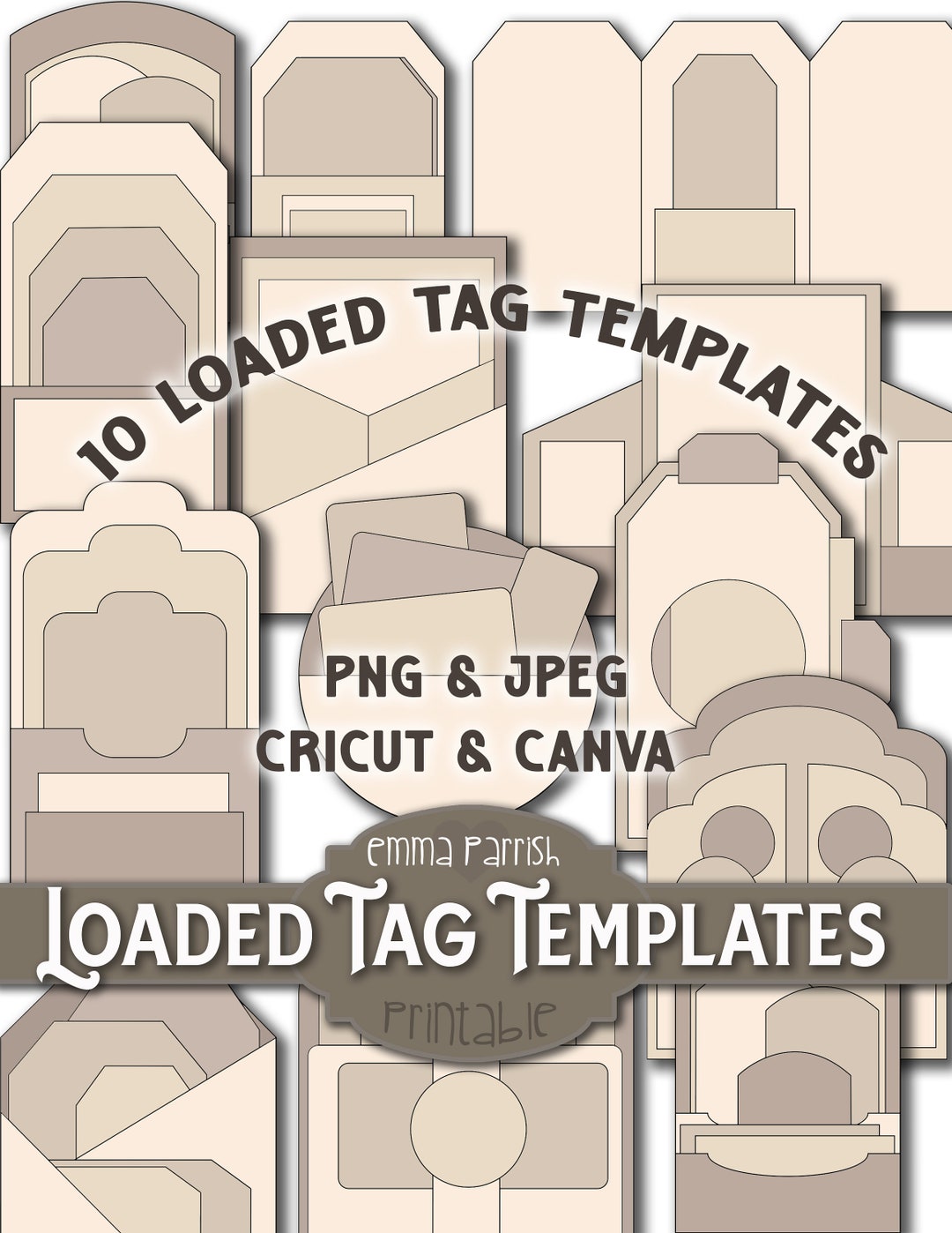 Printable Loaded Tag Template Bundle, Commercial Use, PNG, JPEG, Cricut ...