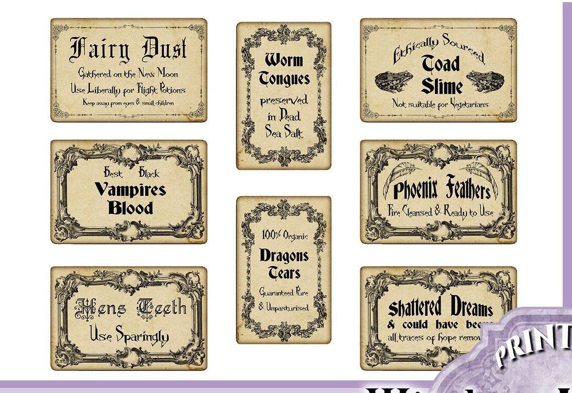 Witch Printable Apothecary Labels Witchcraft Ephemera Junk - Etsy UK