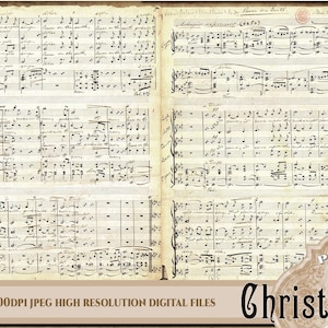Vintage Christmas Printable Music Paper, Junk Journal Pages, Festive ...