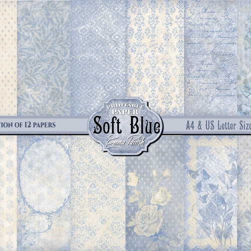Blue Patten Junk Journal Digital Blue Journal Pages Printable - Etsy