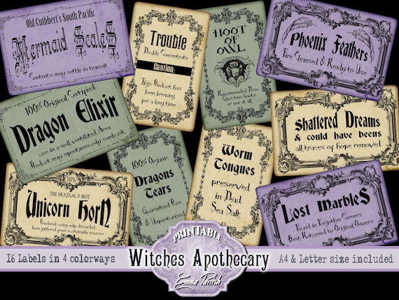 Witch Printable Apothecary Labels Witchcraft Ephemera Junk - Etsy