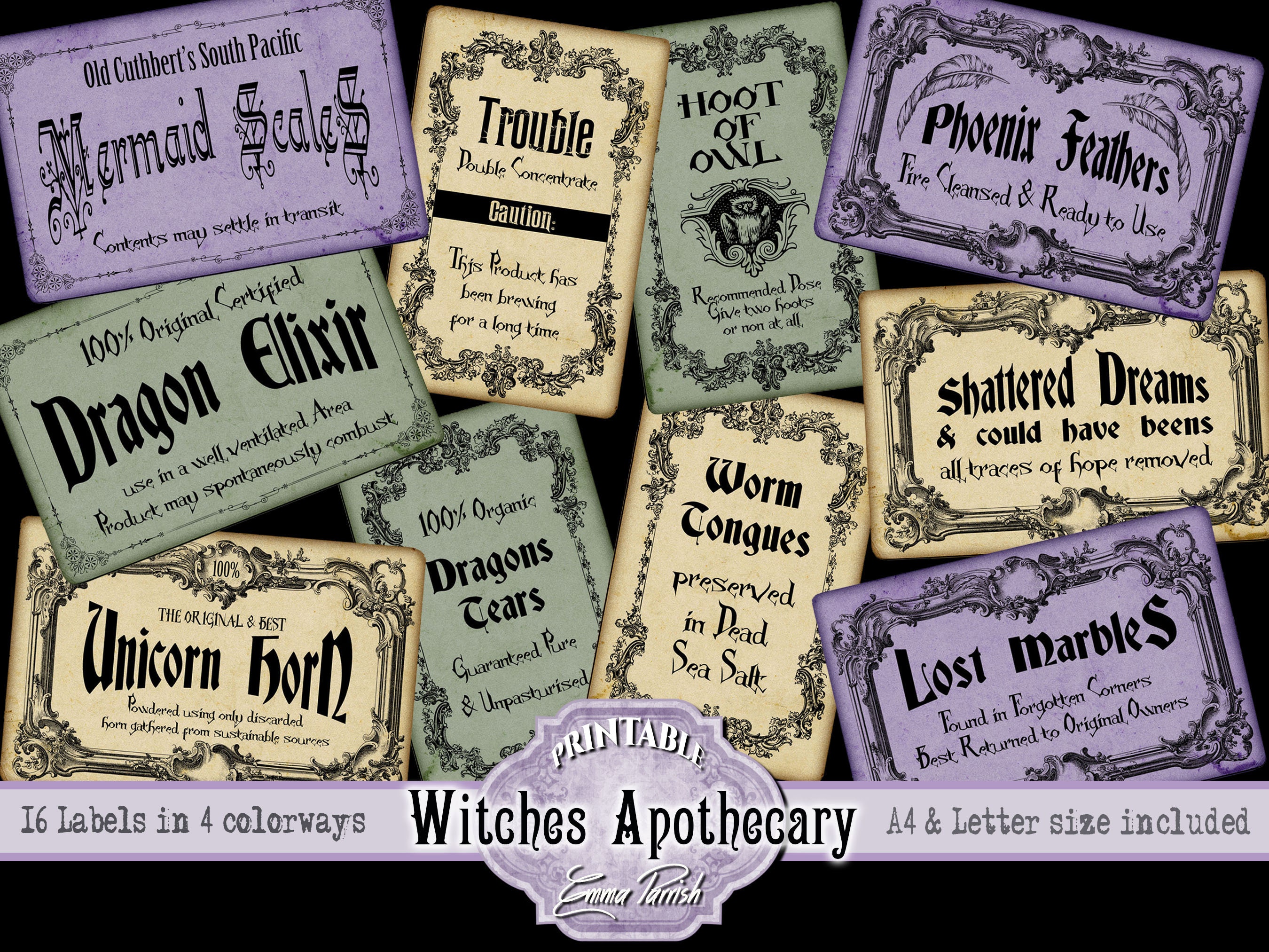 Witch Printable Apothecary Labels Witchcraft Ephemera Junk - Etsy