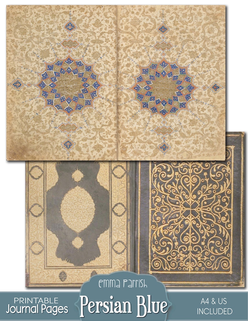 Persian Blue Journal Printable Pages Boho Paper Persia - Etsy