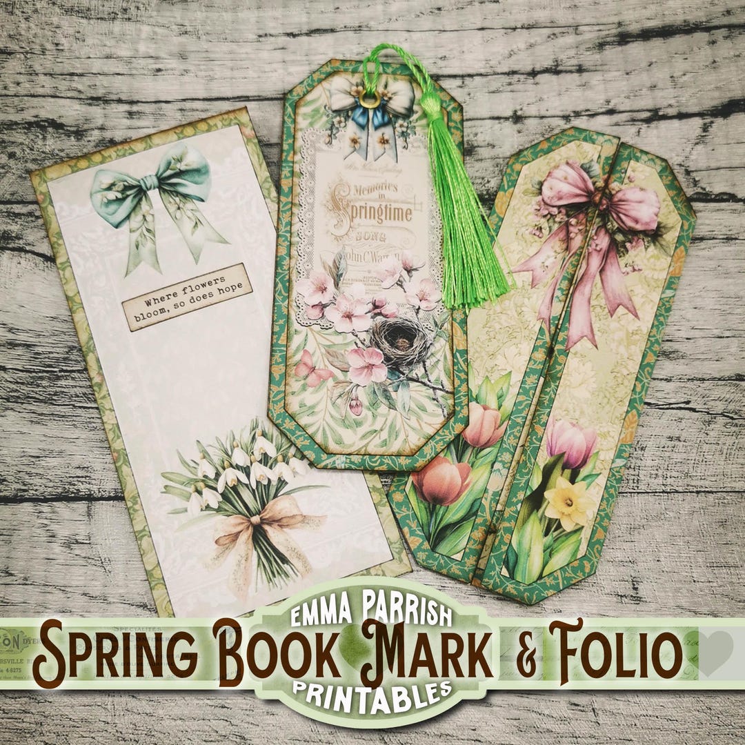 Spring Bookmark & Folio Printable, Envelope, Card Making Supplies ...